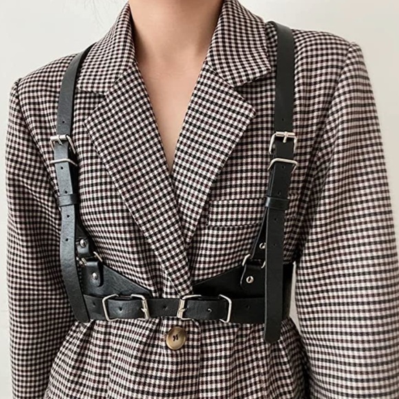 Boutique | Accessories | Waist Body Chain Black Leather Goth Belt ...